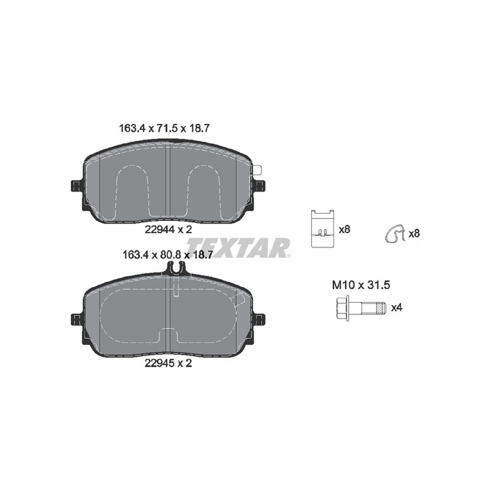 Pastilha Dianteira Mercedes-Benz A-45 AMG - 2019-2022 Textar PDMB4401 ...