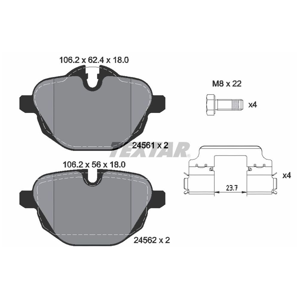 Pastilha Traseira BMW X4 2018-2022 Série G2 Textar PTBM6101-43944 ...